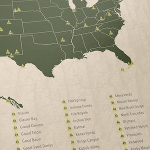 US National Parks Map With State Borders, Giclée Print, Vintage Wall ...