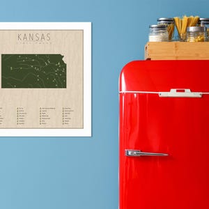 Kansas State Parks Map, Giclée Print, Vintage Wall Art, Unframed ...