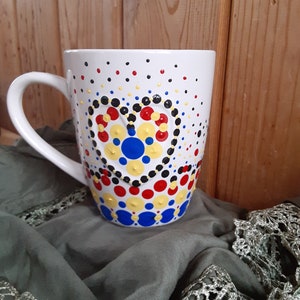 Cup, Mug, Dot Art, Folk Art, Tole Painting Display, Personal, Gift, 2 ...