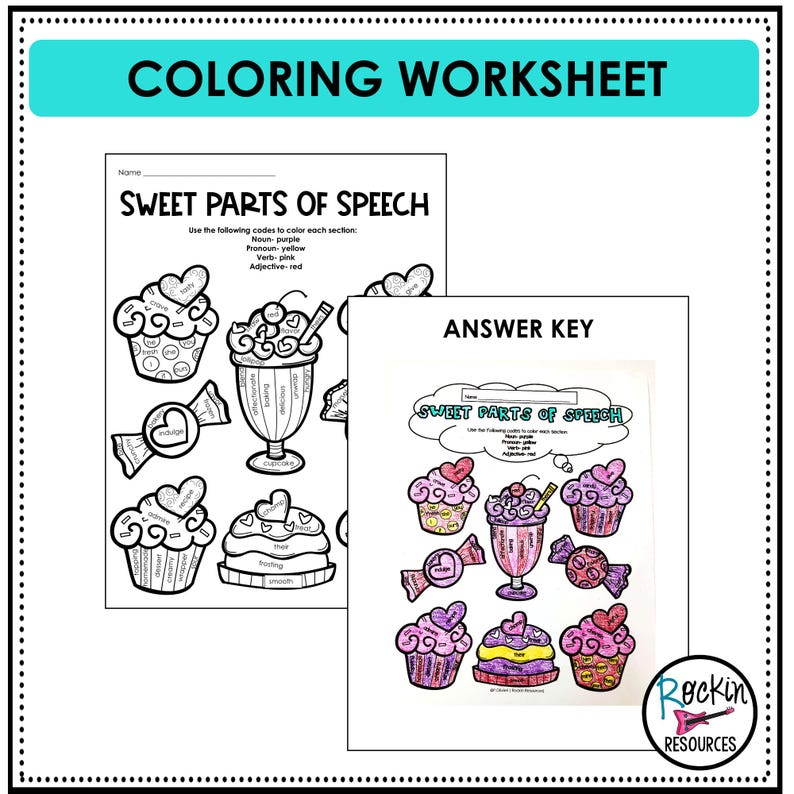 Sweet Parts of Speech Activity: Grammar Practice - Valentine's Day ...