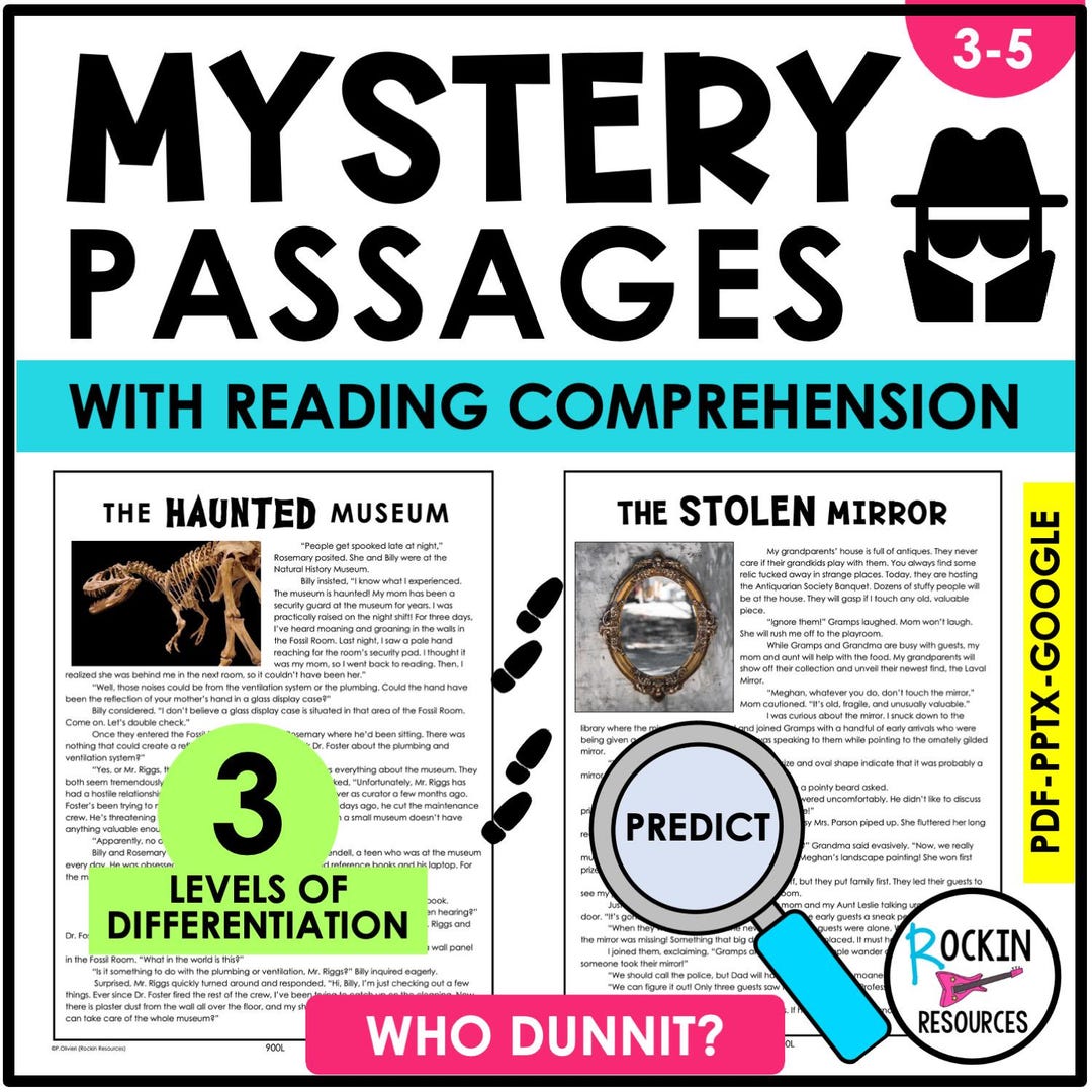 Mystery Passages and Reading Comprehension Questions for Upper ...