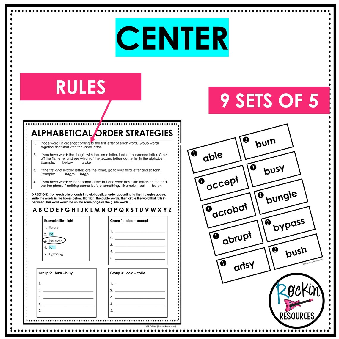 ABC Order, Alphabetical Order Worksheets, Task Cards, Dictionary, Guide ...