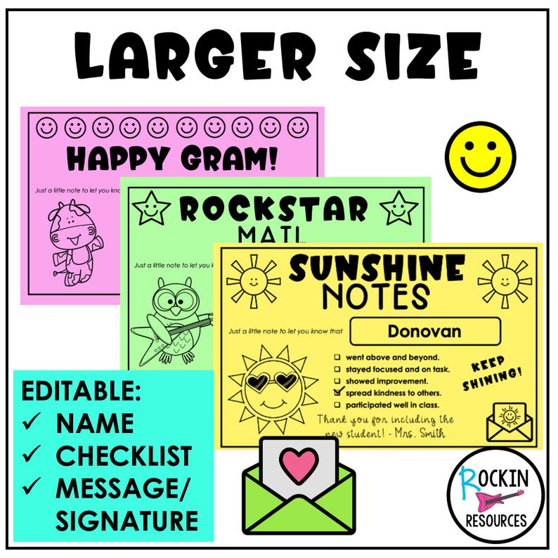 POSITIVE Shout-outs, ROCKSTAR Mail, Happy Grams, SUNSHINE Notes ...