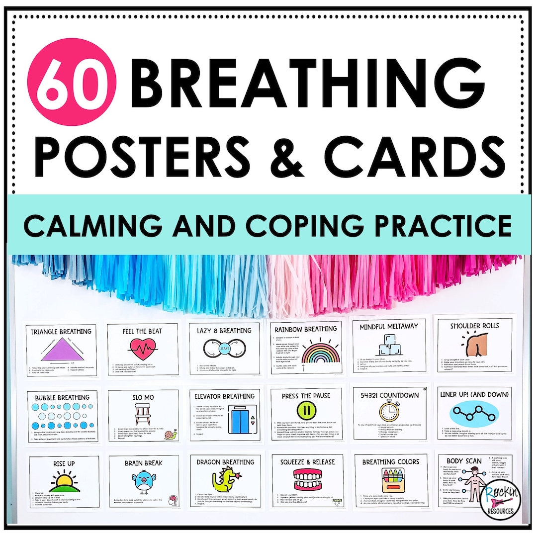 Breathing Posters and Cards, MINDFULNESS, Calming Practice, Coping ...