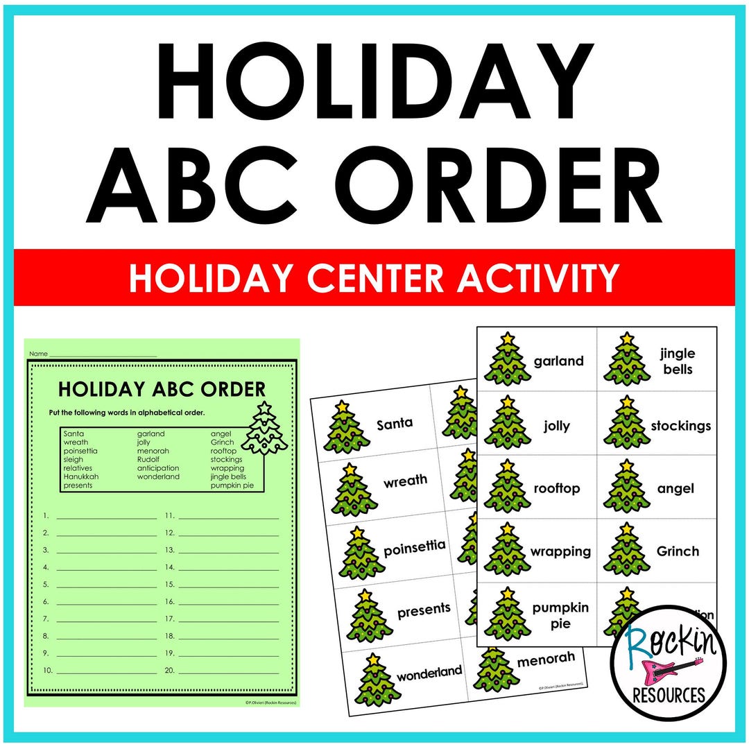 Holiday ABC Order, Christmas Literacy Activity, Christmas Alphabetical ...