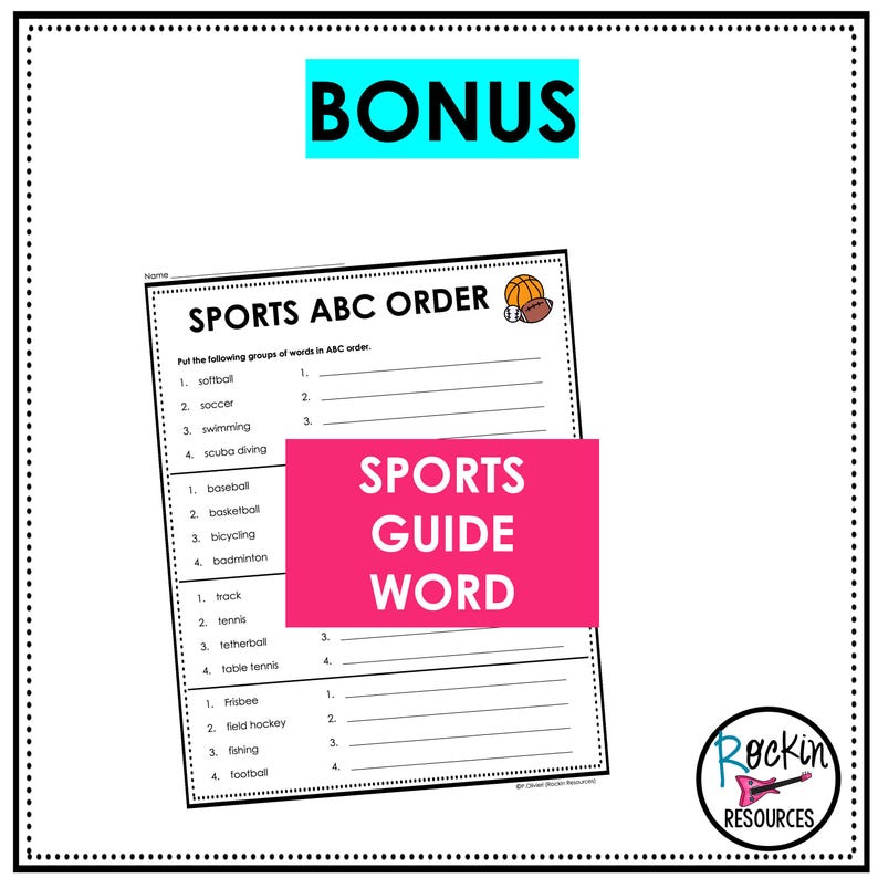 ABC Order, Alphabetical Order Worksheets, Task Cards, Dictionary, Guide ...