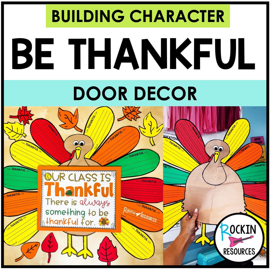 Thankful Door Decor, Thankful Turkey, Thanksgiving Bulletin Board ...