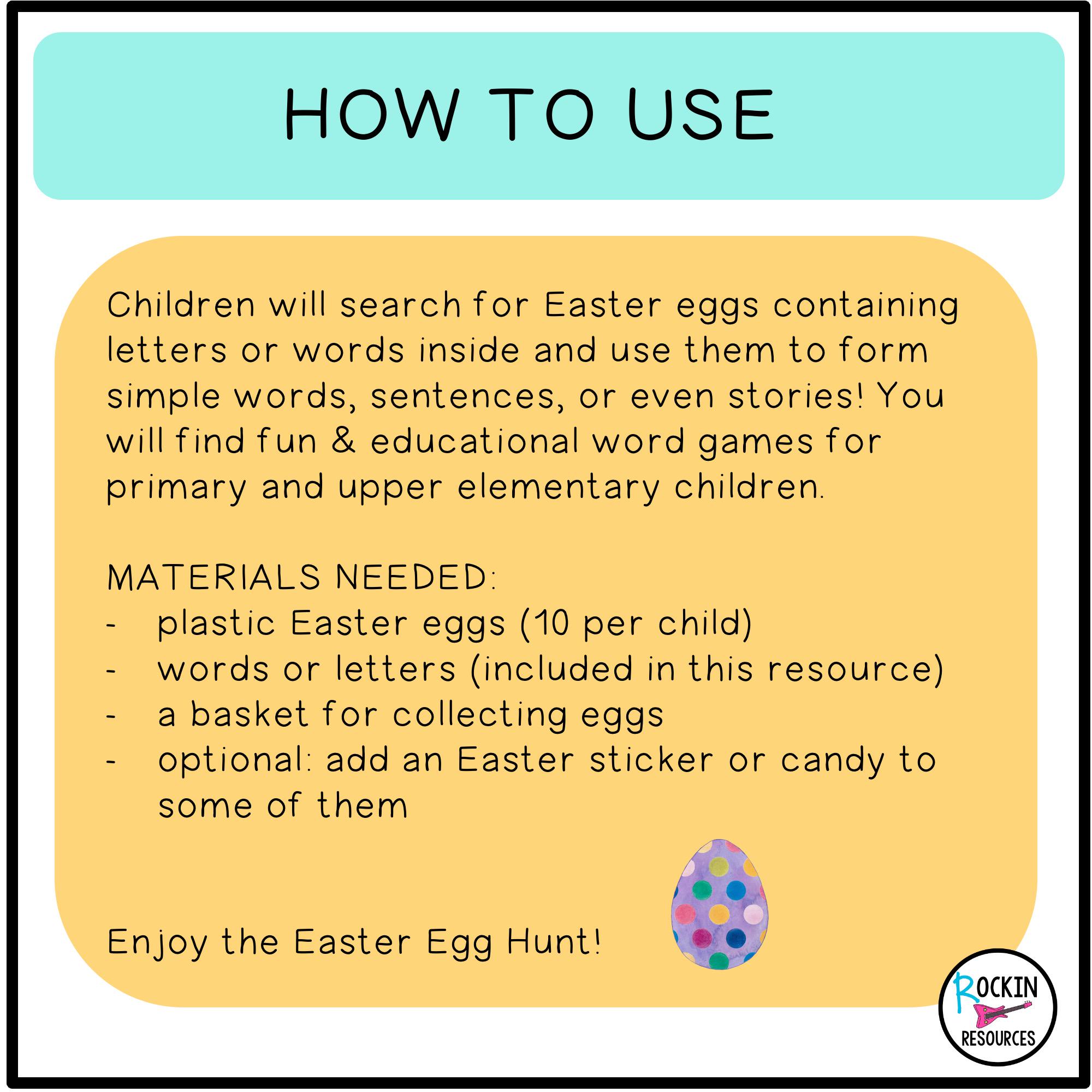 Easter Egg Literacy Hunt, Easter Center Activity, Sentence Building ...