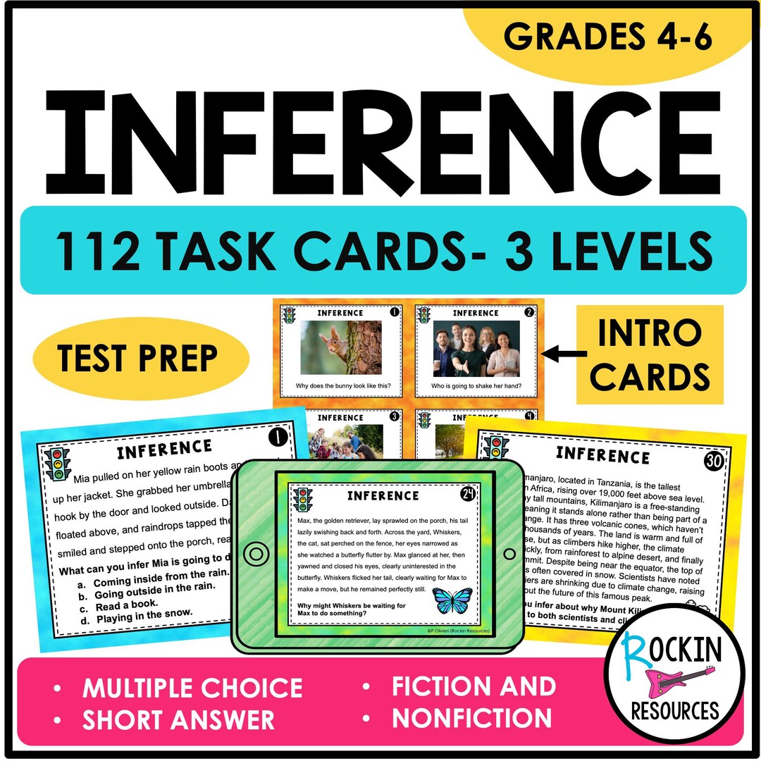 Inference Task Cards, Reading Comprehension, Test Prep Task Cards - Etsy