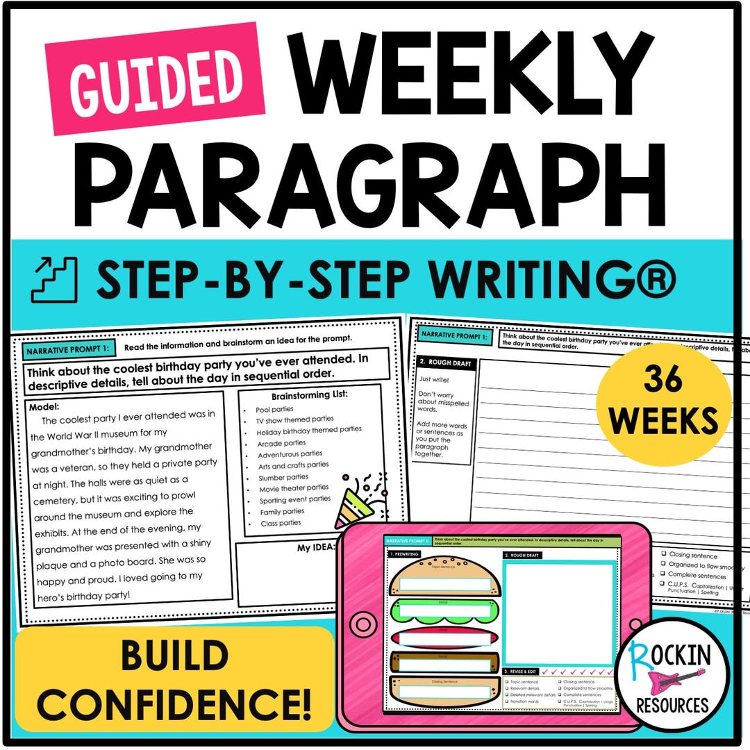 GUIDED WEEKLY PARAGRAPH Writing - Paragraph of the Week - Step-by-step ...