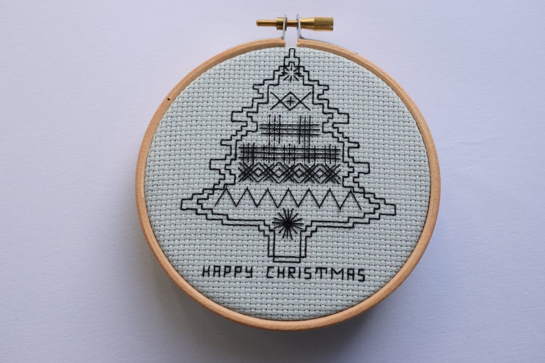 Christmas Tree / Blackwork / Black Work Embroidery Pattern / - Etsy UK