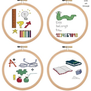 Back to School Cross Stitch Patterns / School Motifs / Counted Cross ...