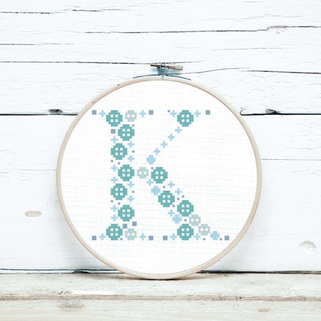 Cross Stitch Monogram 'K' Pdf Pattern Button Art - Etsy