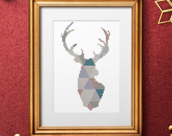 Stag Small Cross Stitch Pattern digital Format Instant PDF Download ...