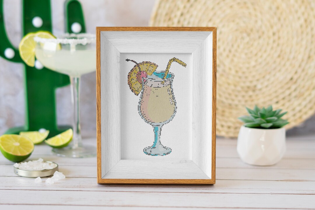 Pina Colada Cocktail Cross Stitch PDF Pattern Summer DIY Embroidery - Etsy