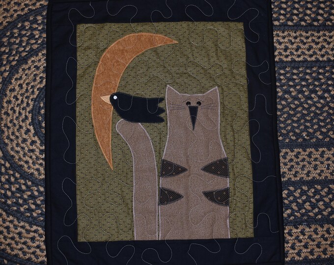 A Prim Cat, Moon and Crow on a Wall Warmer Measuring 18 X 21.5" - Etsy