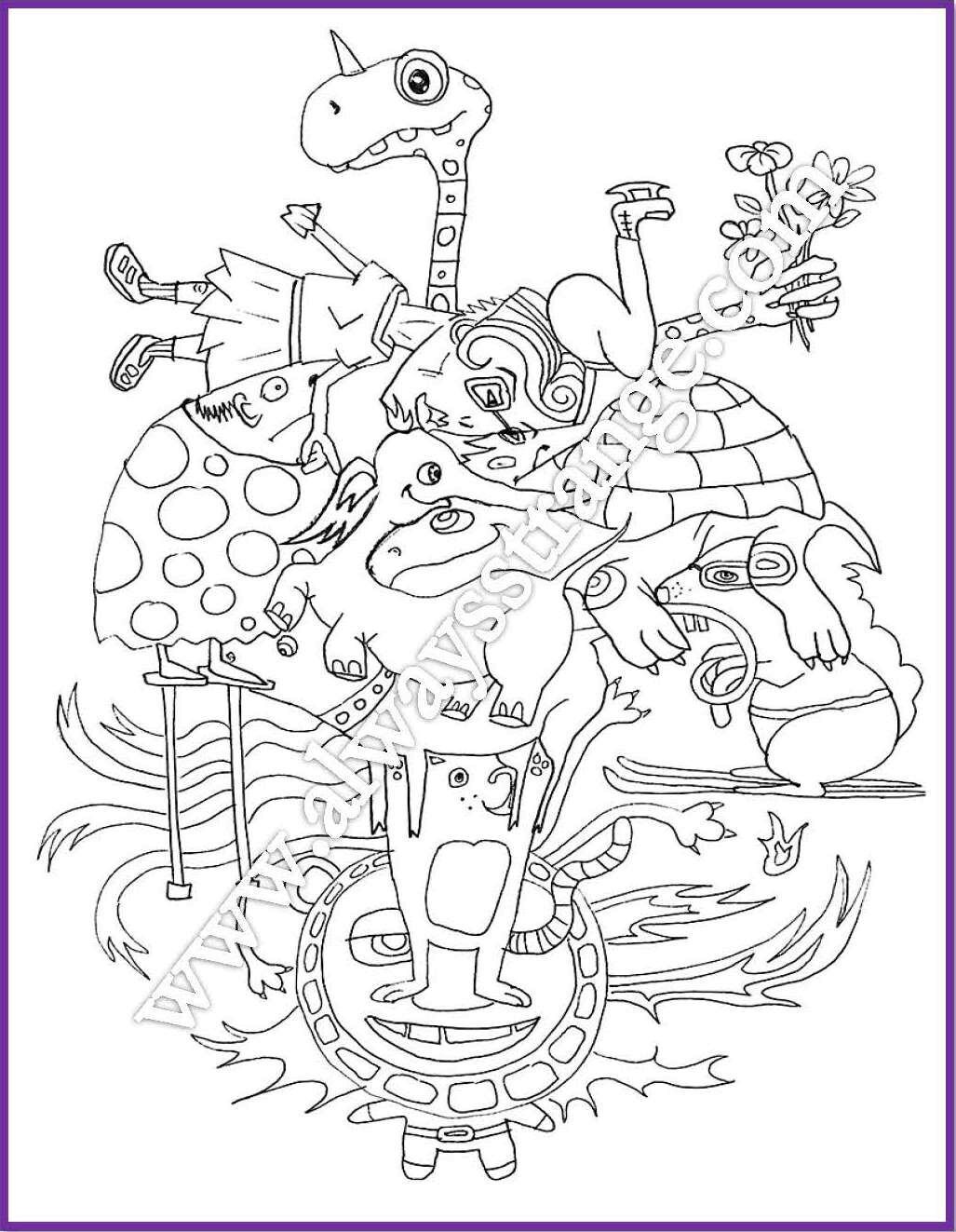 Whimsical Coloring Book - Cute Funny Lowbrow Connected Turtles Bears ...