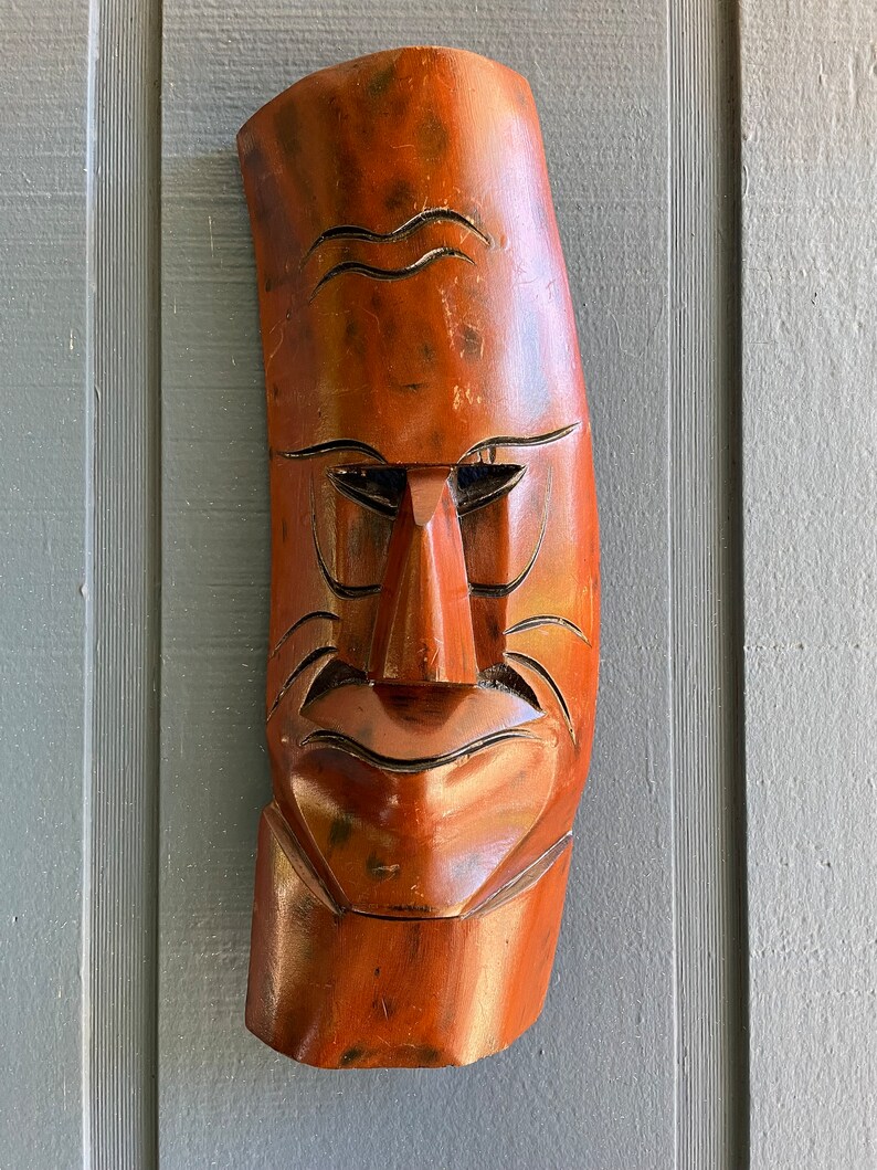 Vintage Hand-carved Tiki Mask - Etsy