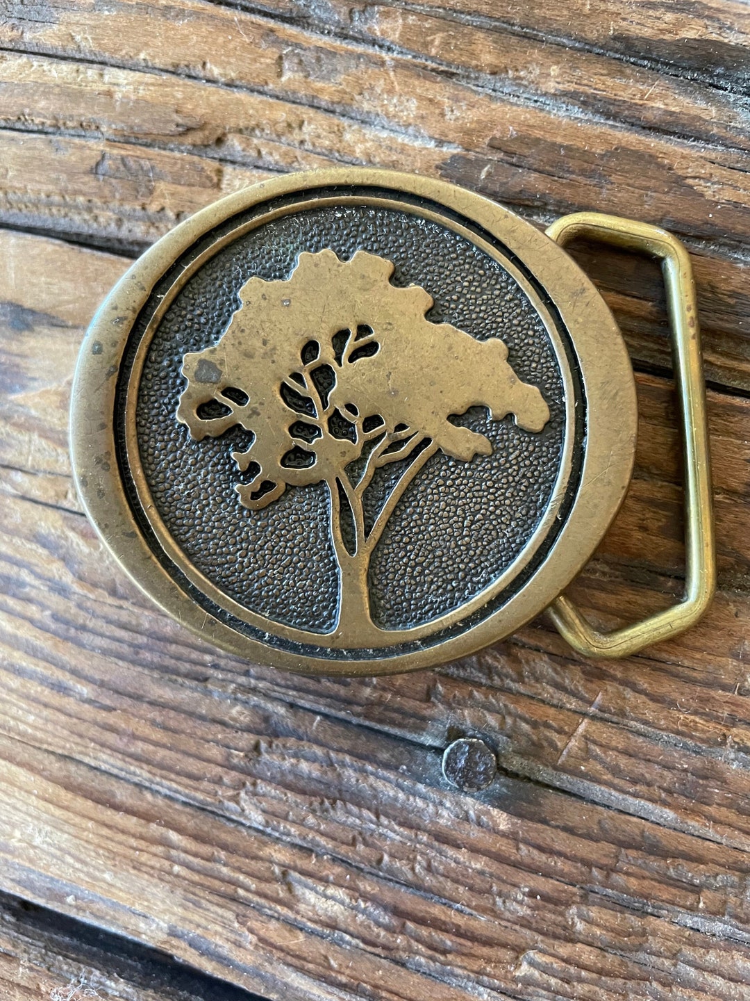 Vintage 1970s Tree Belt Buckle - Etsy