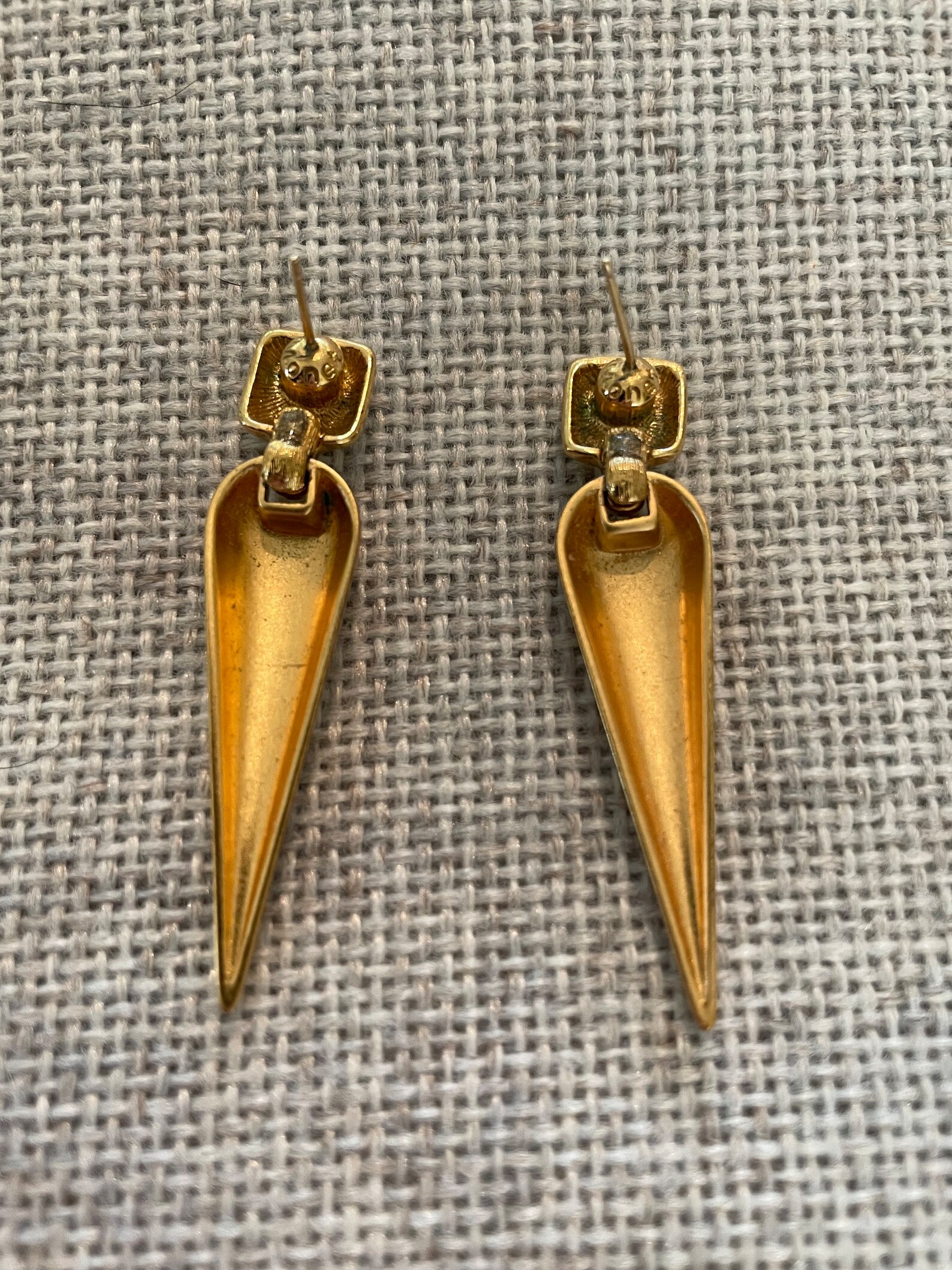 Vintage Monet Goldtone Dagger Drop Earrings - Etsy