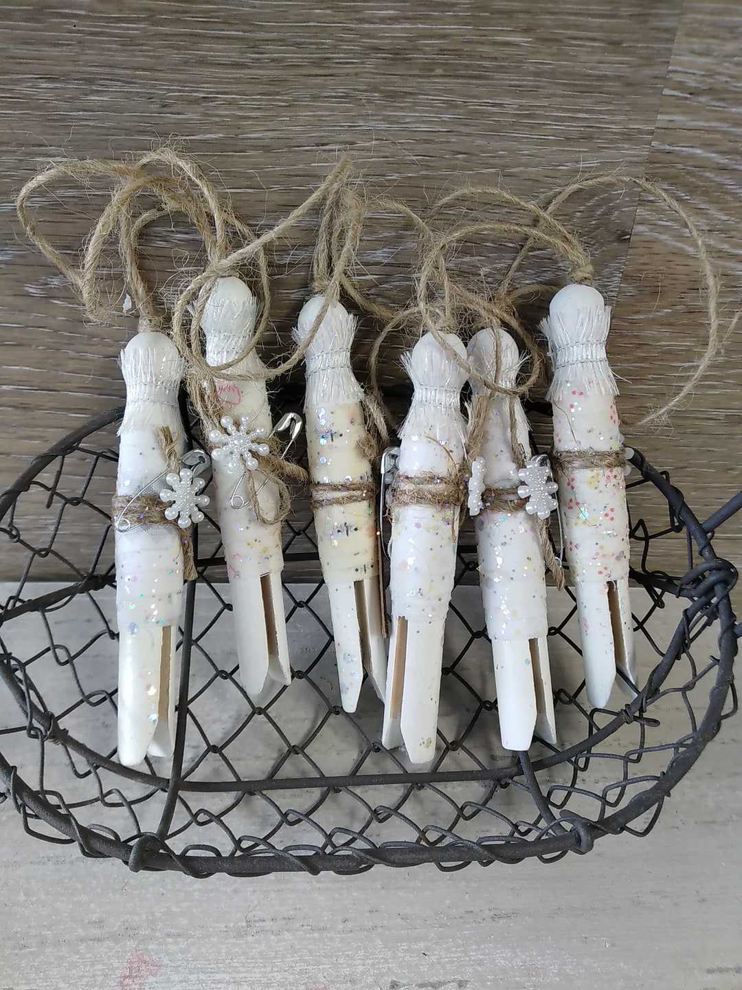 Clothespin Icicles Ornament, Rustic Clothespin, Icicle Theme, Set of 6 ...