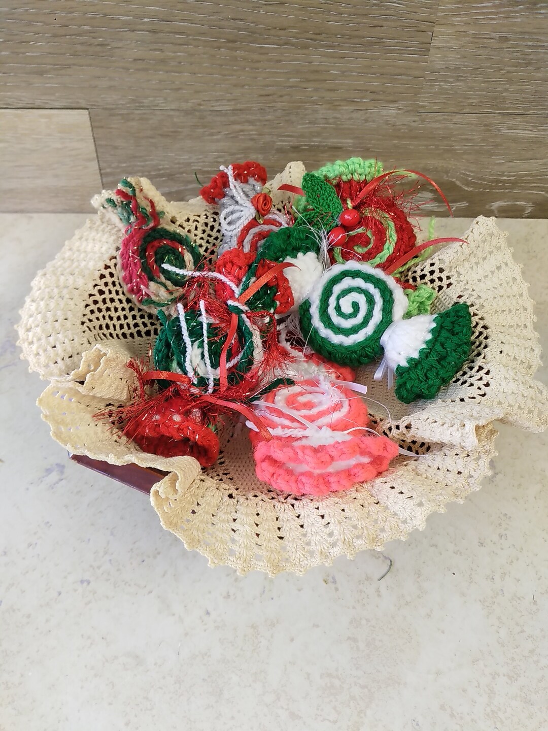 Crochet Christmas Candy Set, Tree Ornaments, Table Settings, Gift Box ...