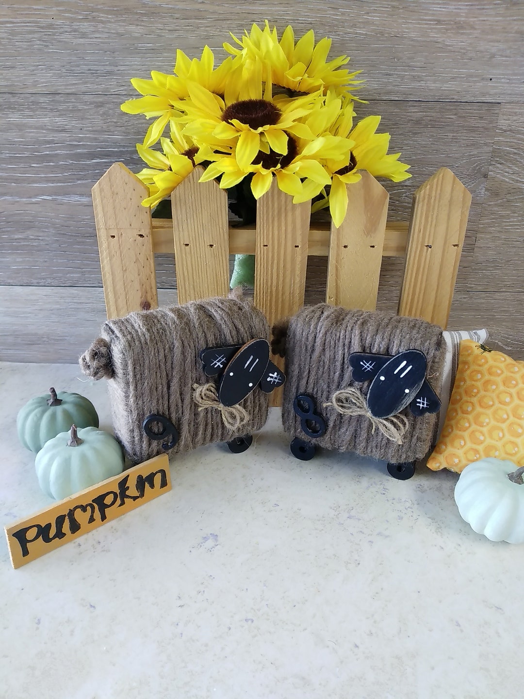 Wood Brown Sheep, Country Sheep, Brown Yarn Sheep, Tiered Tray ...