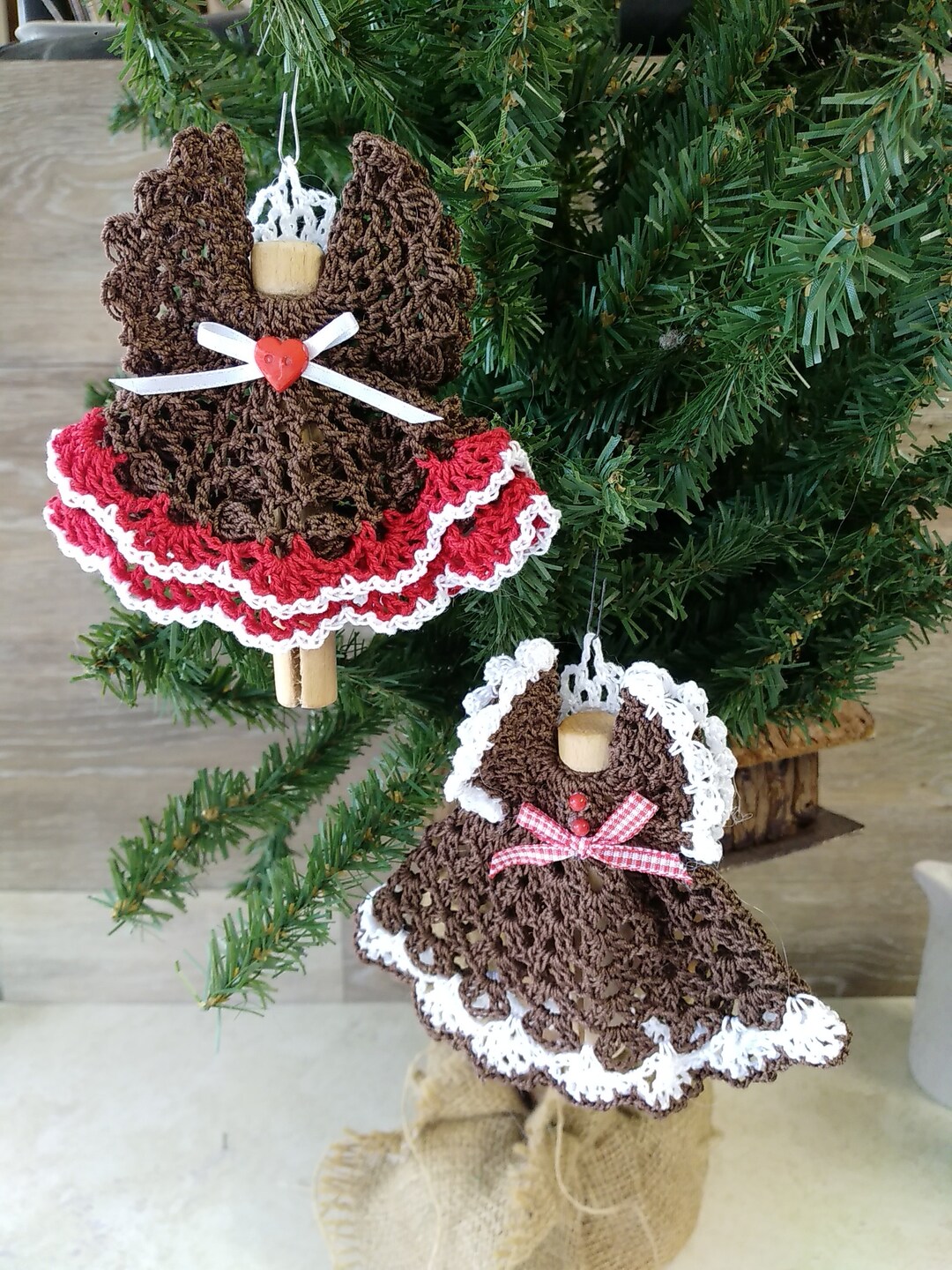 Gingerbread Crochet Clothespin Angel, Clothespin Angel, Gingerbread ...