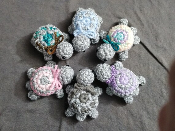 Crochet Little Tortoises Mini Turtle Gray Turtles Crochet Mini Turtle ...