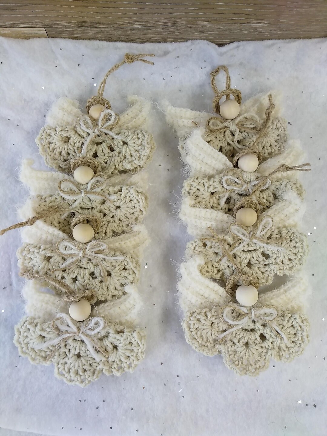 Crochet Doily Angel Set, Angel Theme, Farmhouse Angel Tree Ornament ...