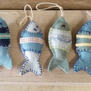 Felt Hanging Fish Ornament, Fish Felt Art, Hanging Fish Theme, Set of 4 ...