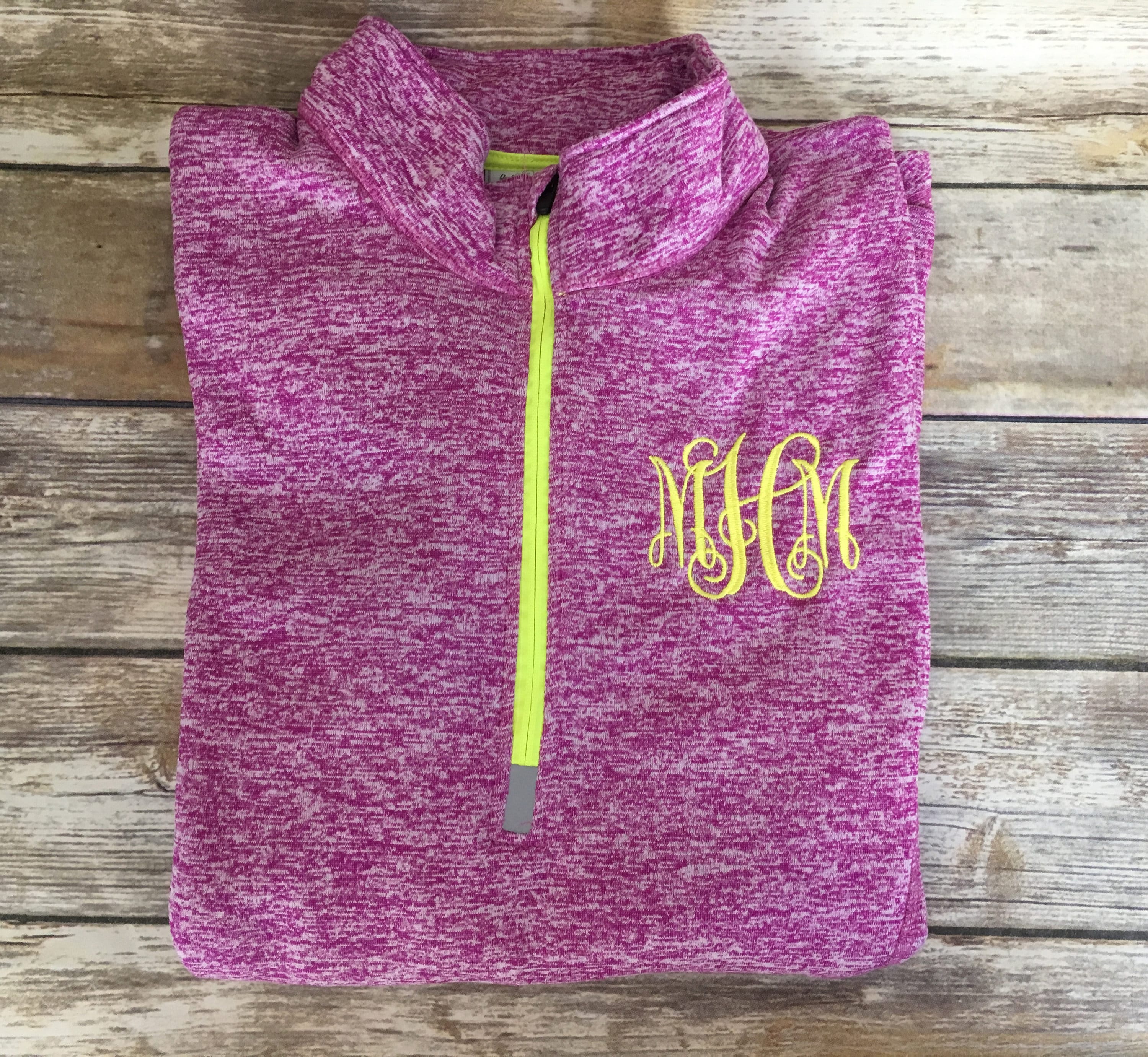 Monogrammed Quarter Zip Fleece Pullover Sweatshirt | Etsy