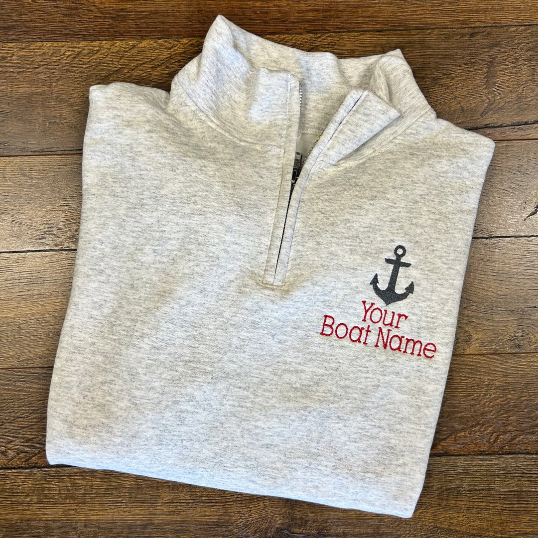 Personalized Boat Name Anchor Quarterzip Sweatshirt - Etsy