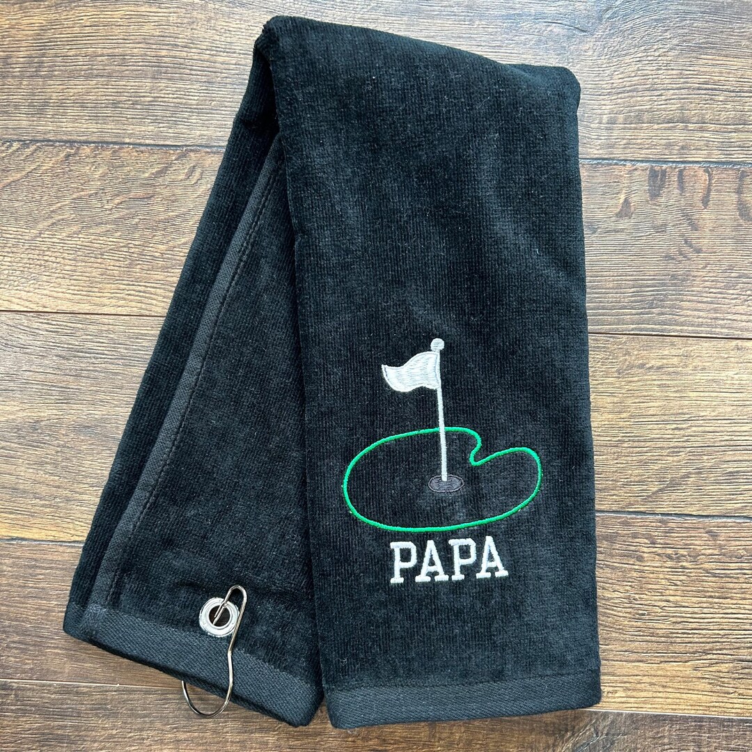 Personalized Papa Golf Towel: Embroidered Cotton Terry Velour Gift - Etsy