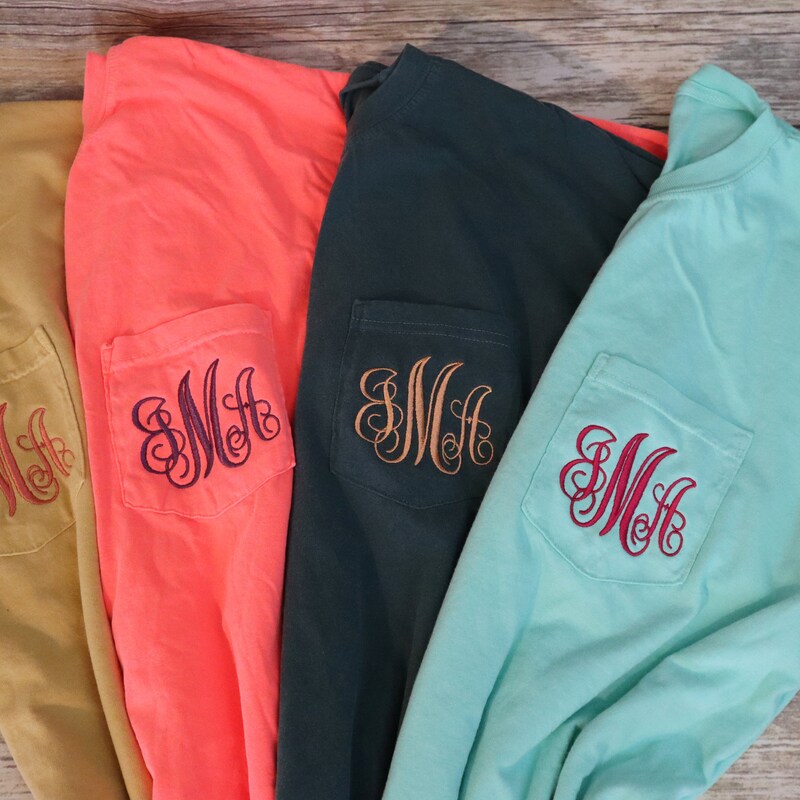 Monogram Pocket Tee - Etsy