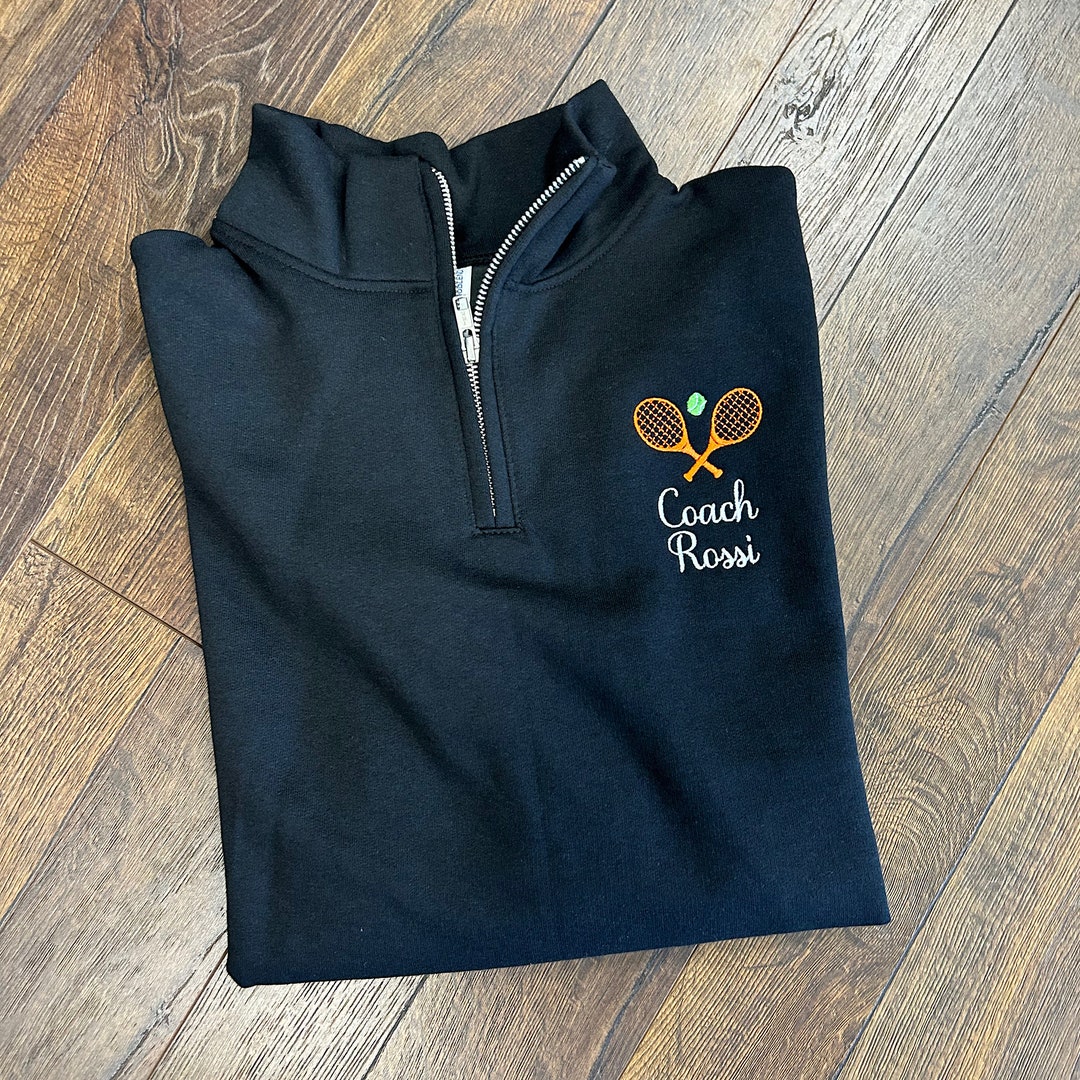 Tennis Coach Personalized Quarter Zip Pullover Sweatshirt ...