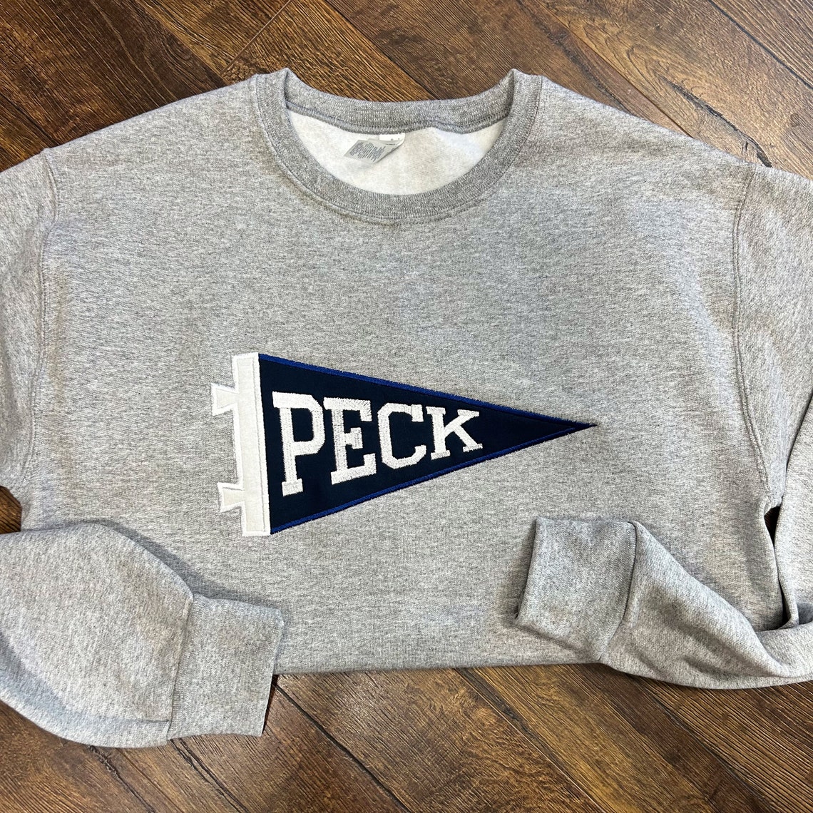 Custom School/team Mascot Pennant Applique Crewneck Sweatshirt - Etsy