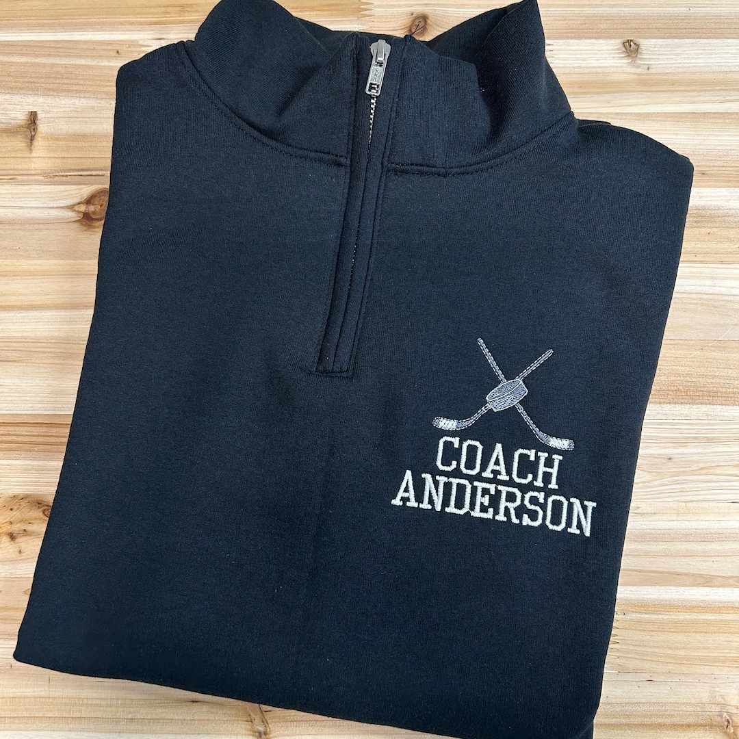 Hockey Coach Personalized Quarter Zip Pullover Sweatshirt - Etsy