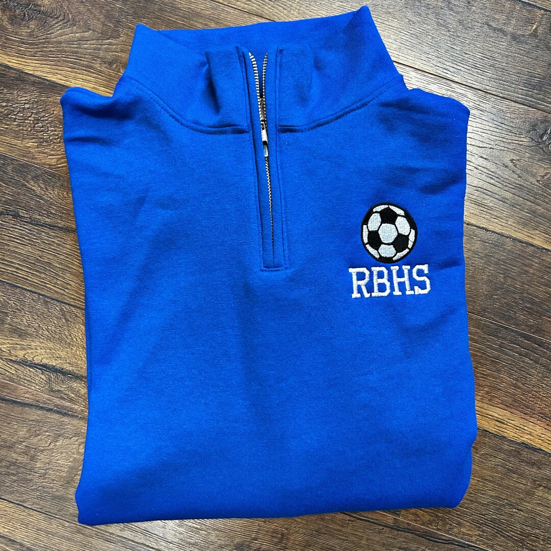 School Initials Soccer Custom Quarter Zip Sweatshirt - Etsy