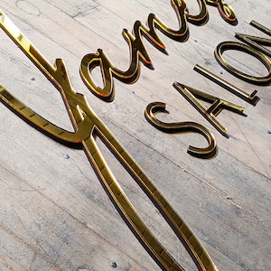 Logo Business Sign in Gold Mirror Silver Mirror or Custom Color - Etsy