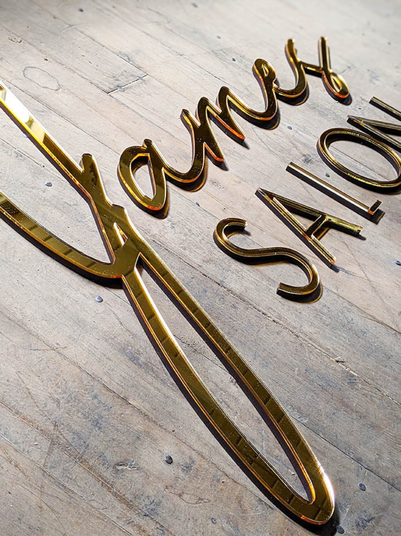 Logo Business Sign in Gold Mirror Silver Mirror or Custom Color - Etsy