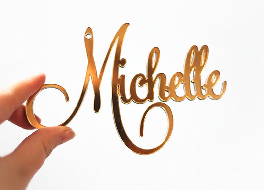 Custom Name Ornament, Mirrored Gold or Silver - Etsy