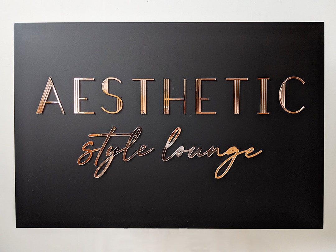 Luxury Matte Black and Mirrored Acrylic Business Sign - Etsy
