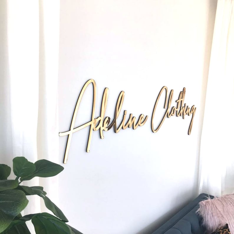Logo Business Sign in Gold Mirror Silver Mirror or Custom Color - Etsy