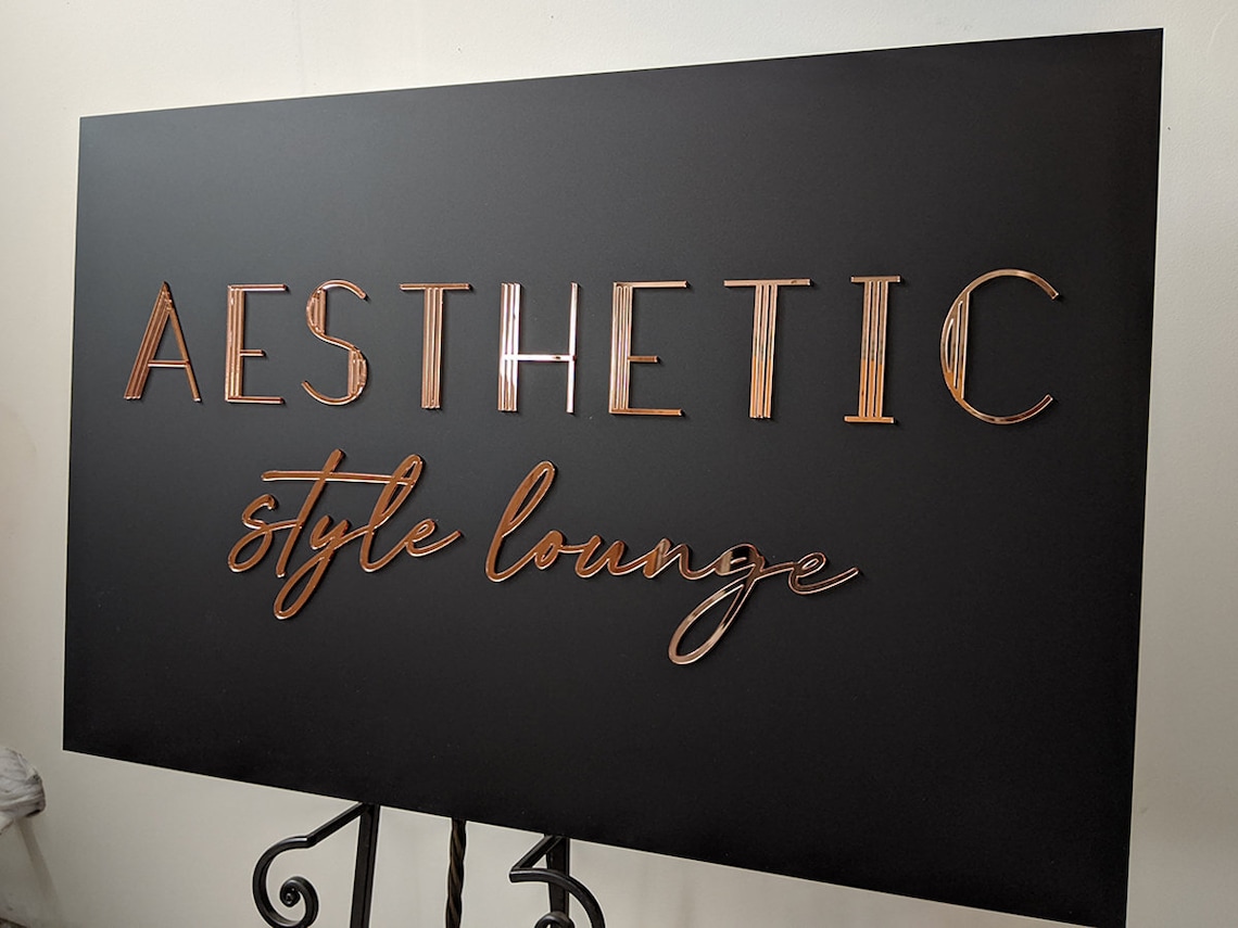 Luxury Matte Black and Mirrored Acrylic Business Sign - Etsy