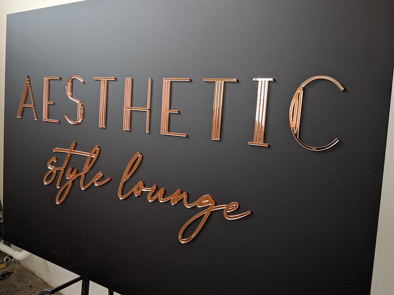 Luxury Matte Black and Mirrored Acrylic Business Sign - Etsy