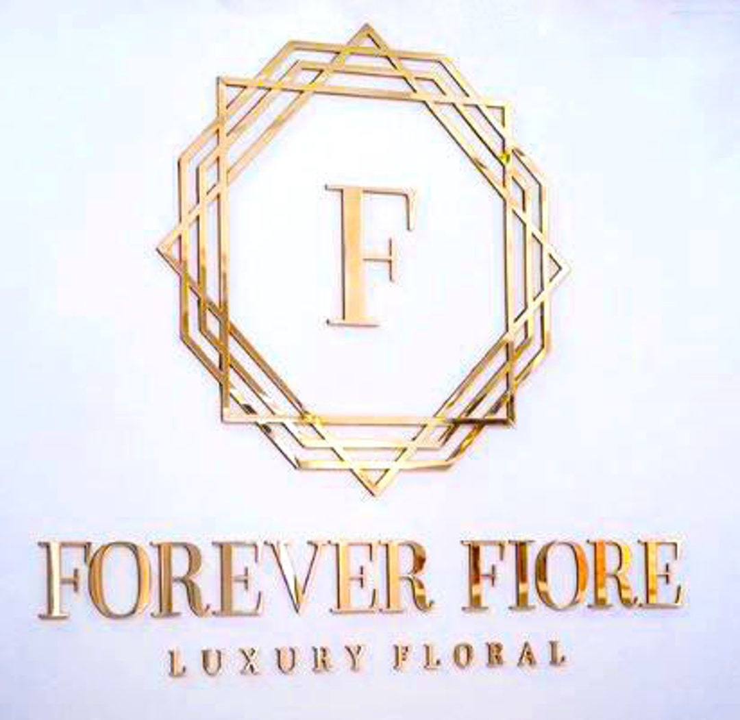 Logo Business Sign in Gold Mirror Silver Mirror or Custom Color - Etsy