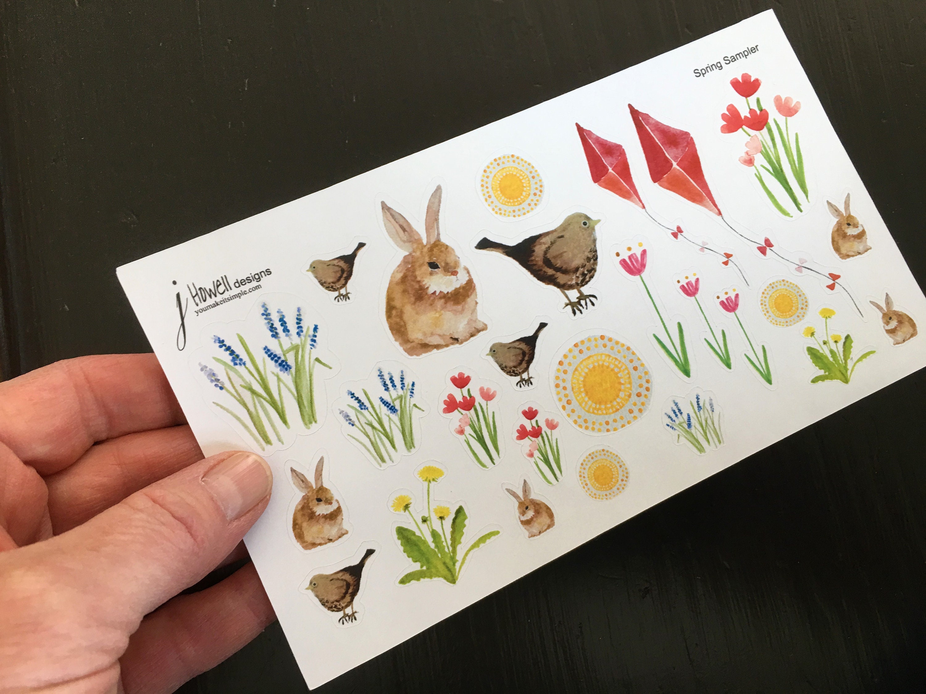 P001 Spring Sampler Planner Stickers Bunnies Robins Kites - Etsy