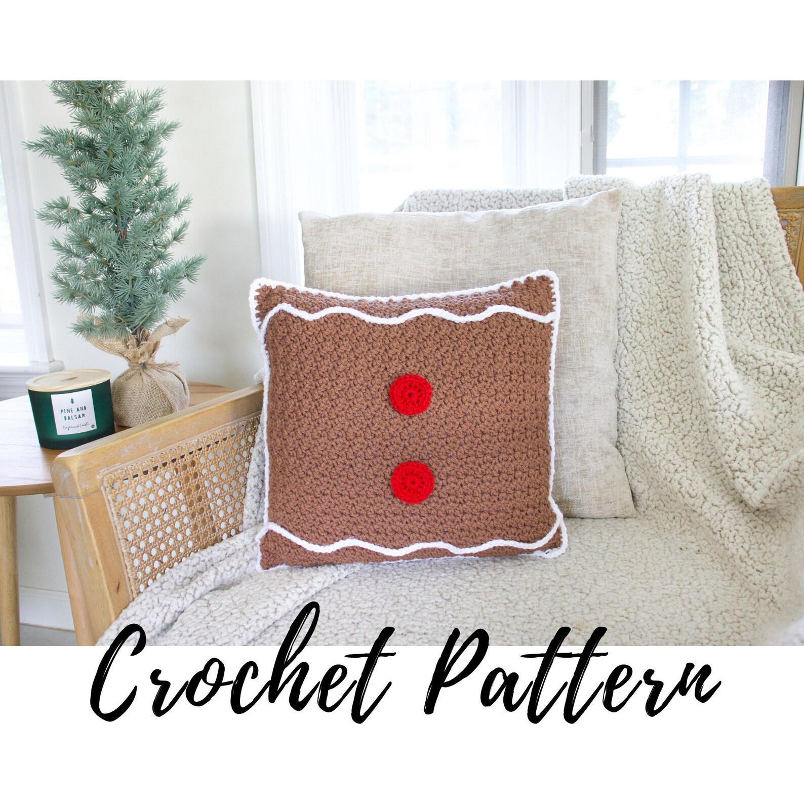 Crochet Gingerbread Pillow Pattern: Christmas Winter Decor (PDF ...