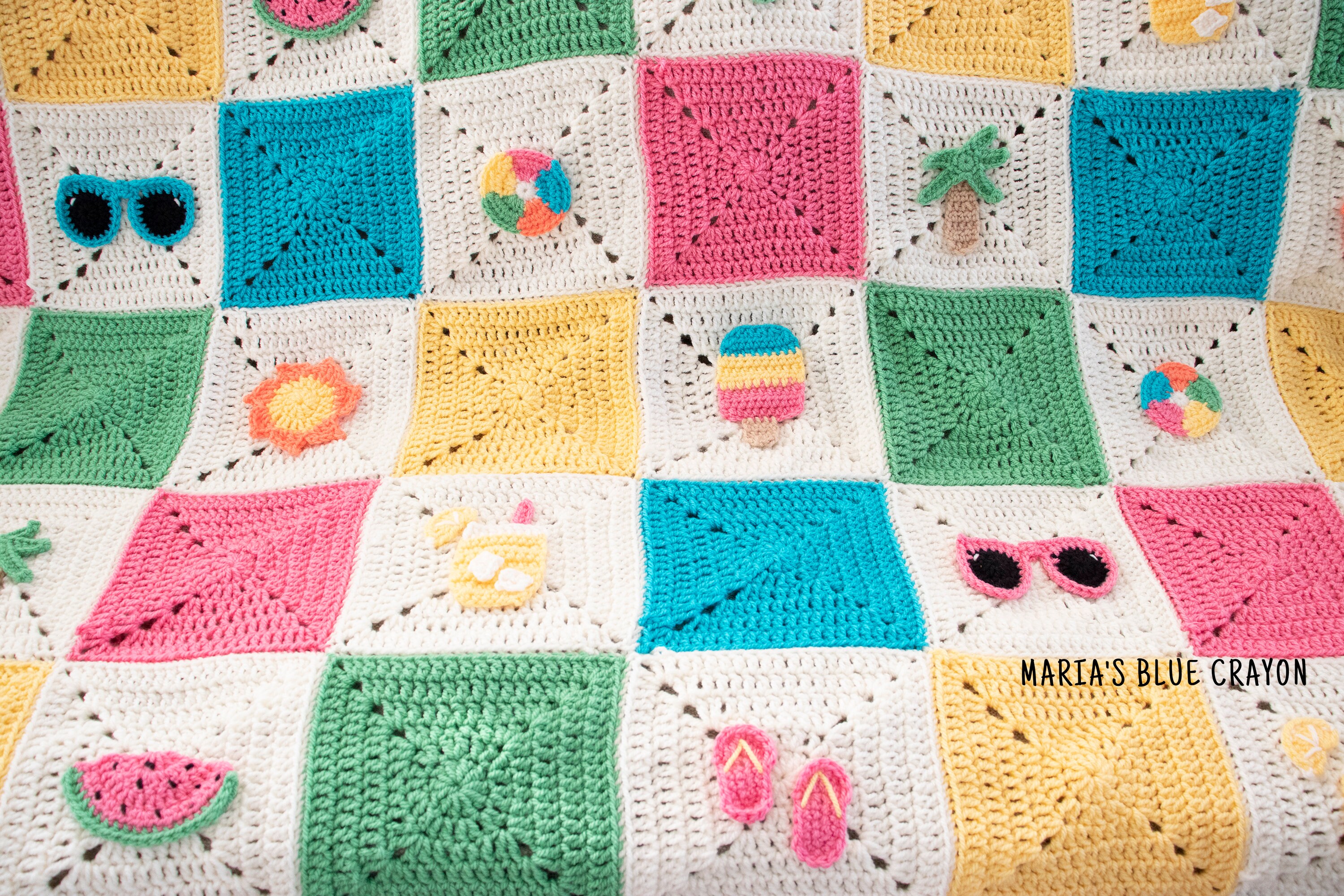 Crochet Summer Blanket Pattern Summer Themed Granny Square | Etsy